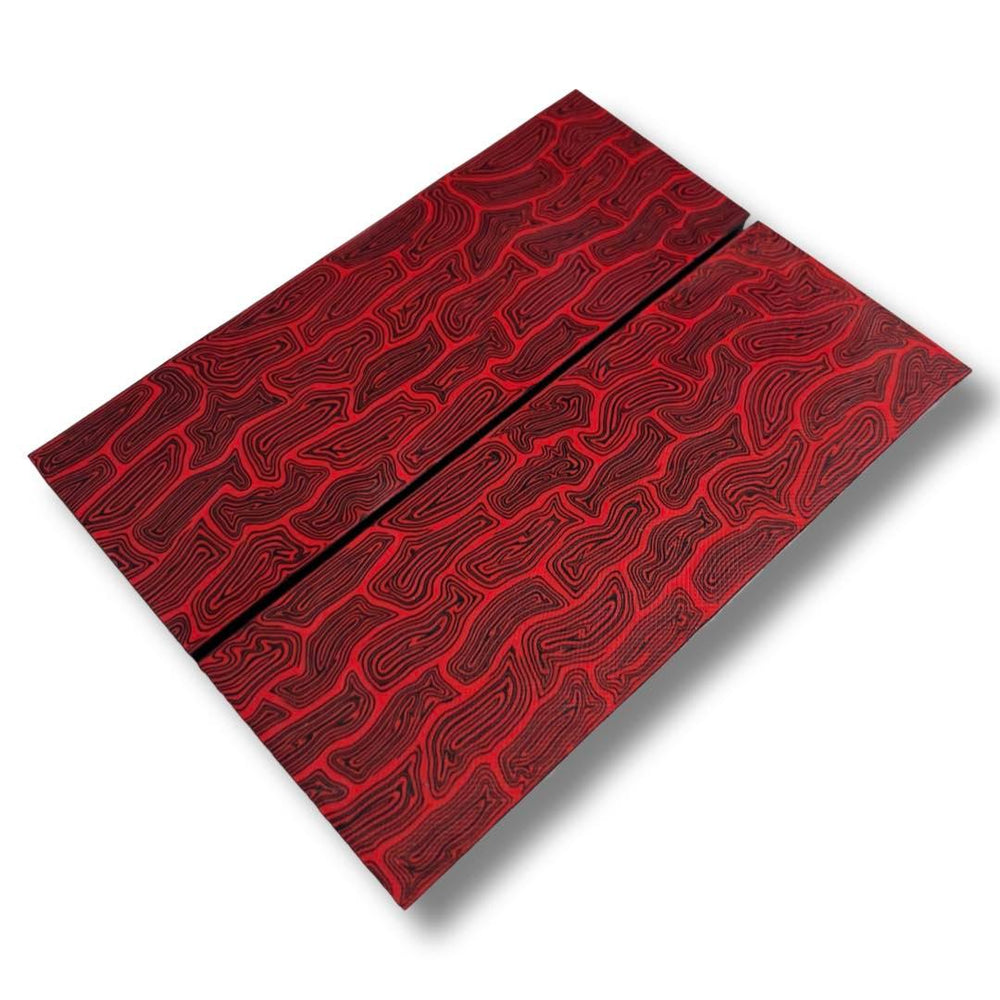 Damascus G10 Black/Red Wave Scales (8 x 47 x 130mm)